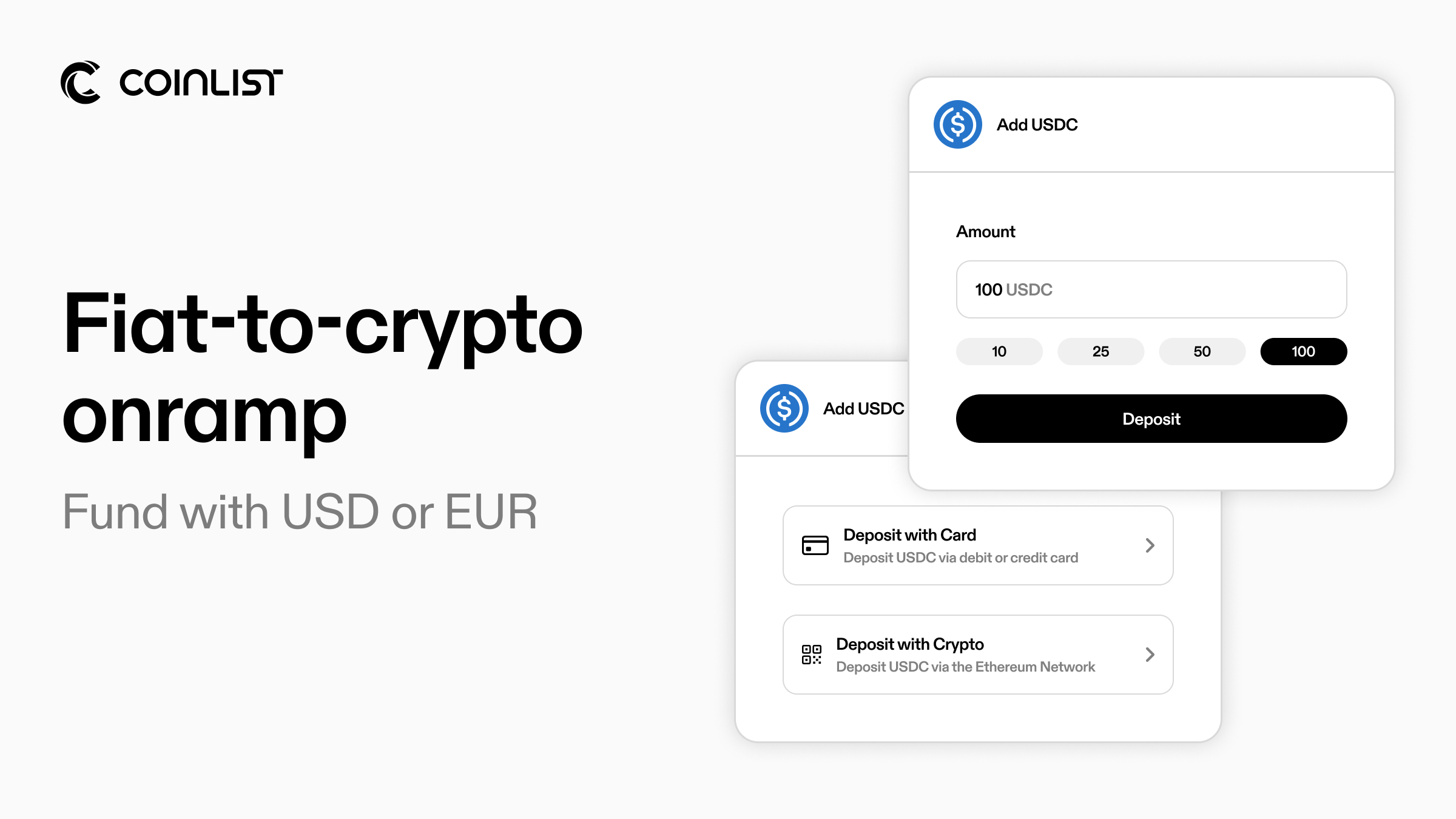 Fiat-to-Crypto Onramp on CoinList
